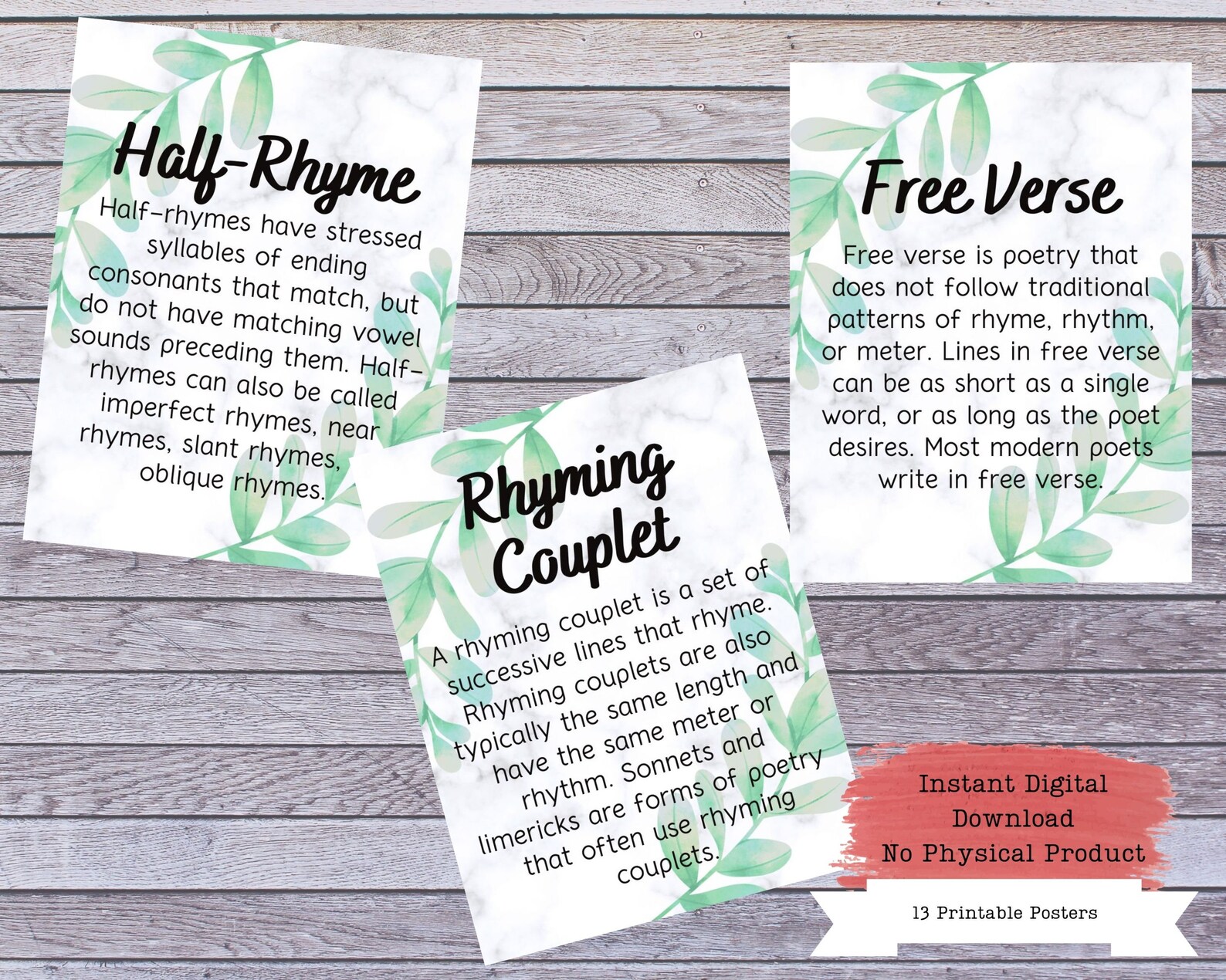 Poetry Terms Printable Poster Set Literary Devices - Etsy