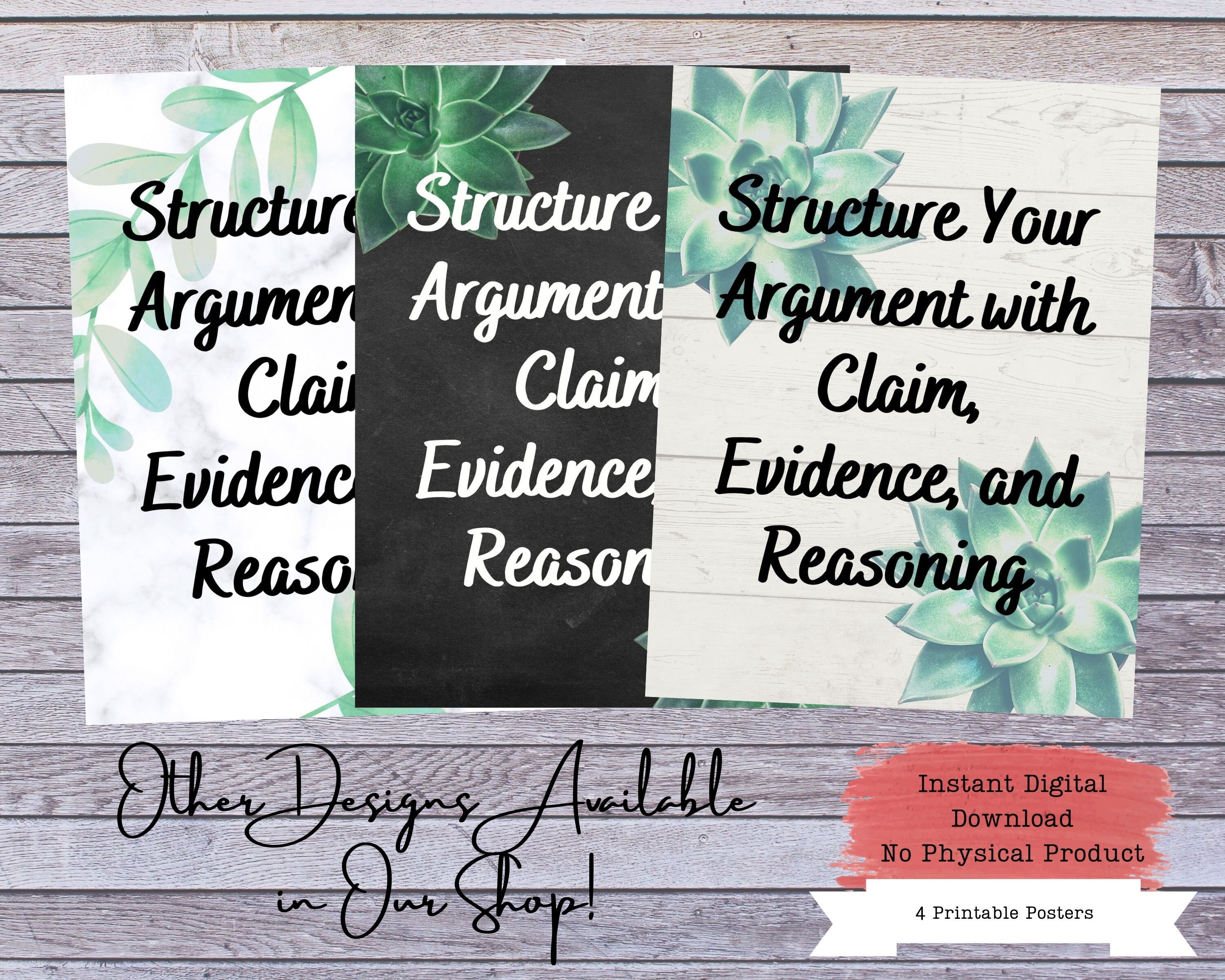 Claim Evidence Reasoning Classroom Posters, Essay Writing Posters ...
