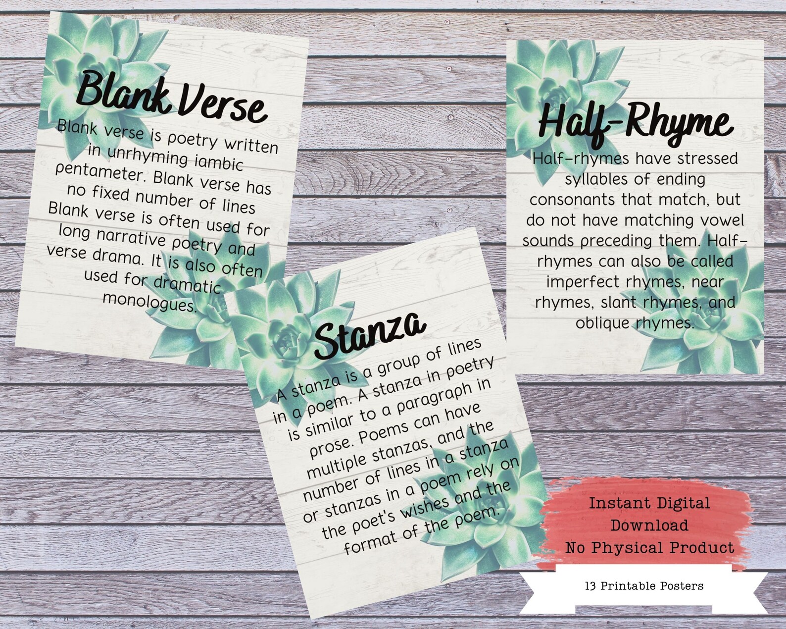 Poetry Terms Printable Poster Set Literary Devices - Etsy