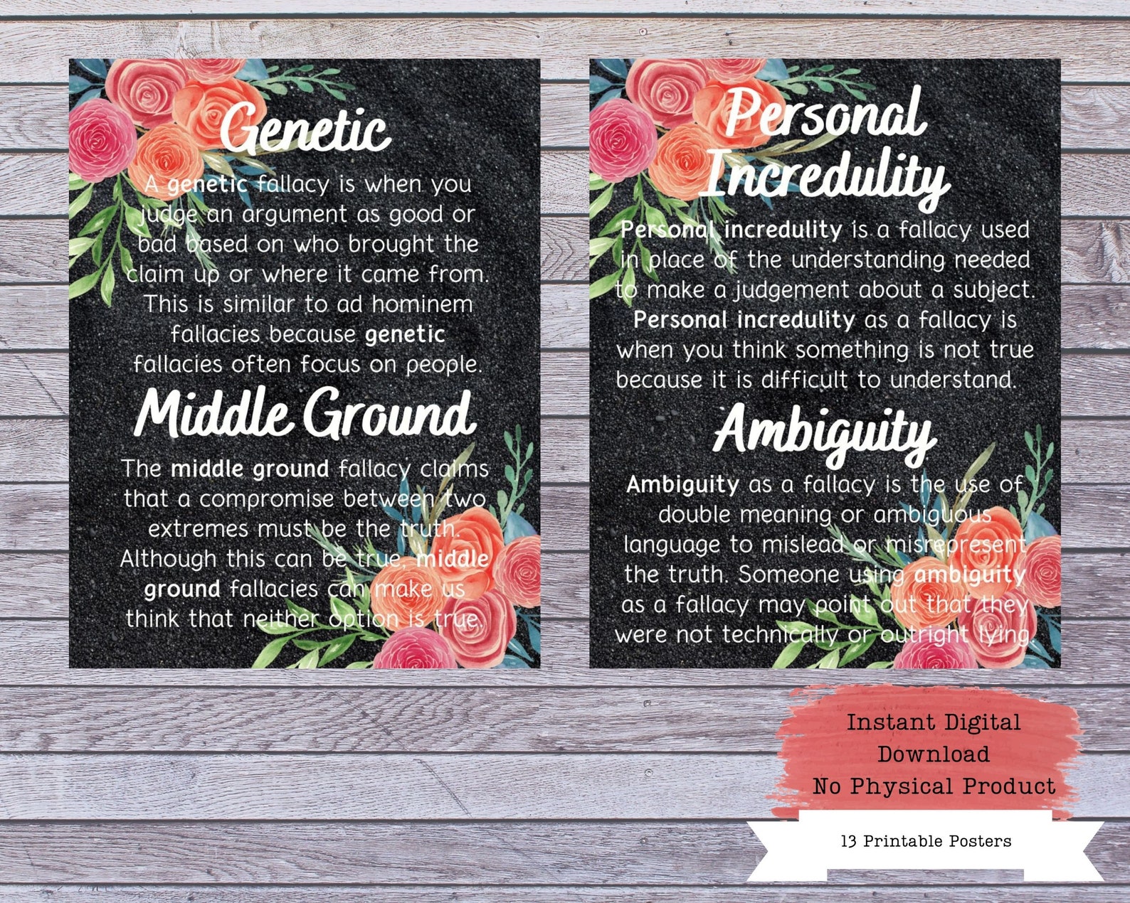 Logical Fallacies Printable Poster Set Fallacies Posters - Etsy