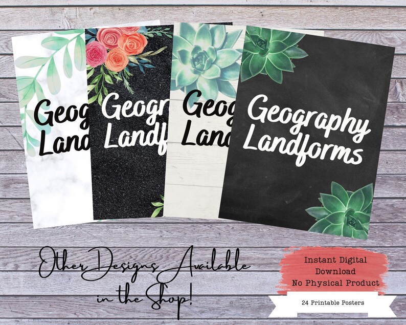Geography Landforms Printable Poster Set, Geography Classroom Decor ...