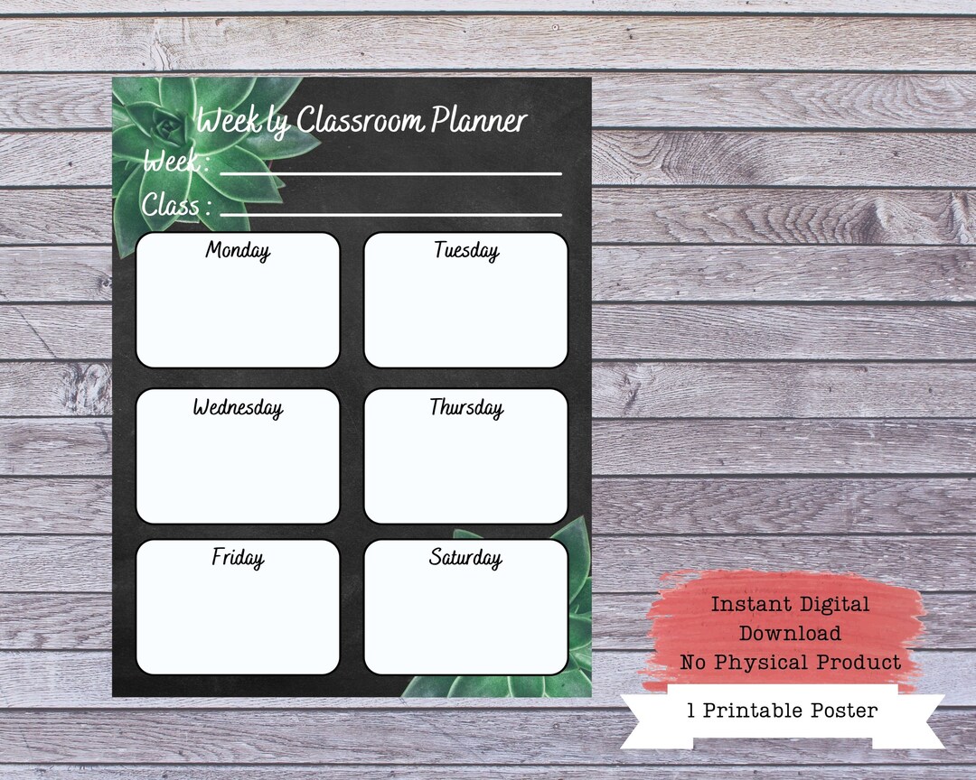 Classroom Planner, Week at a Glance, Classroom Organizer, Classroom ...