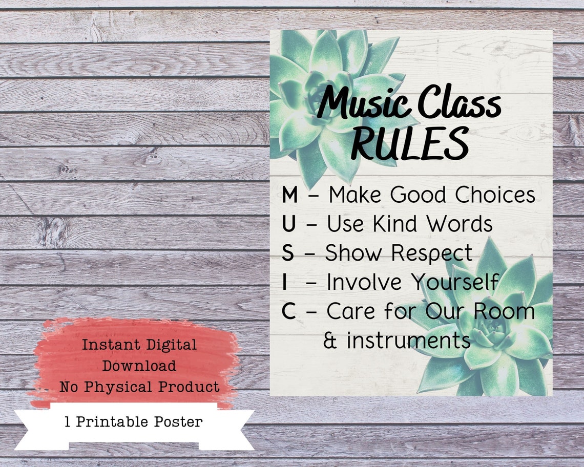 Music Class RULES Music Room Art Music Room Poster Music | Etsy