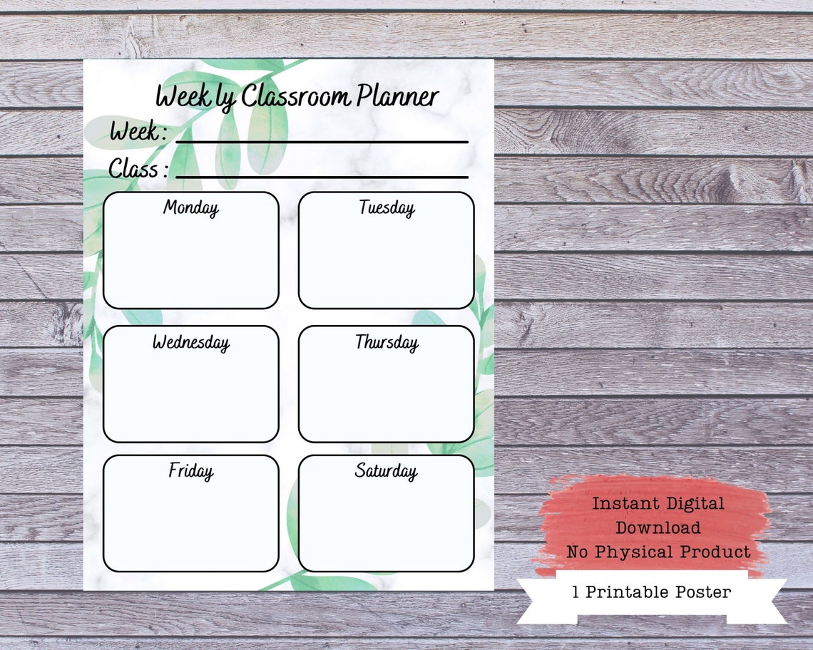 Classroom Planner, Week at a Glance, Classroom Organizer, Classroom ...