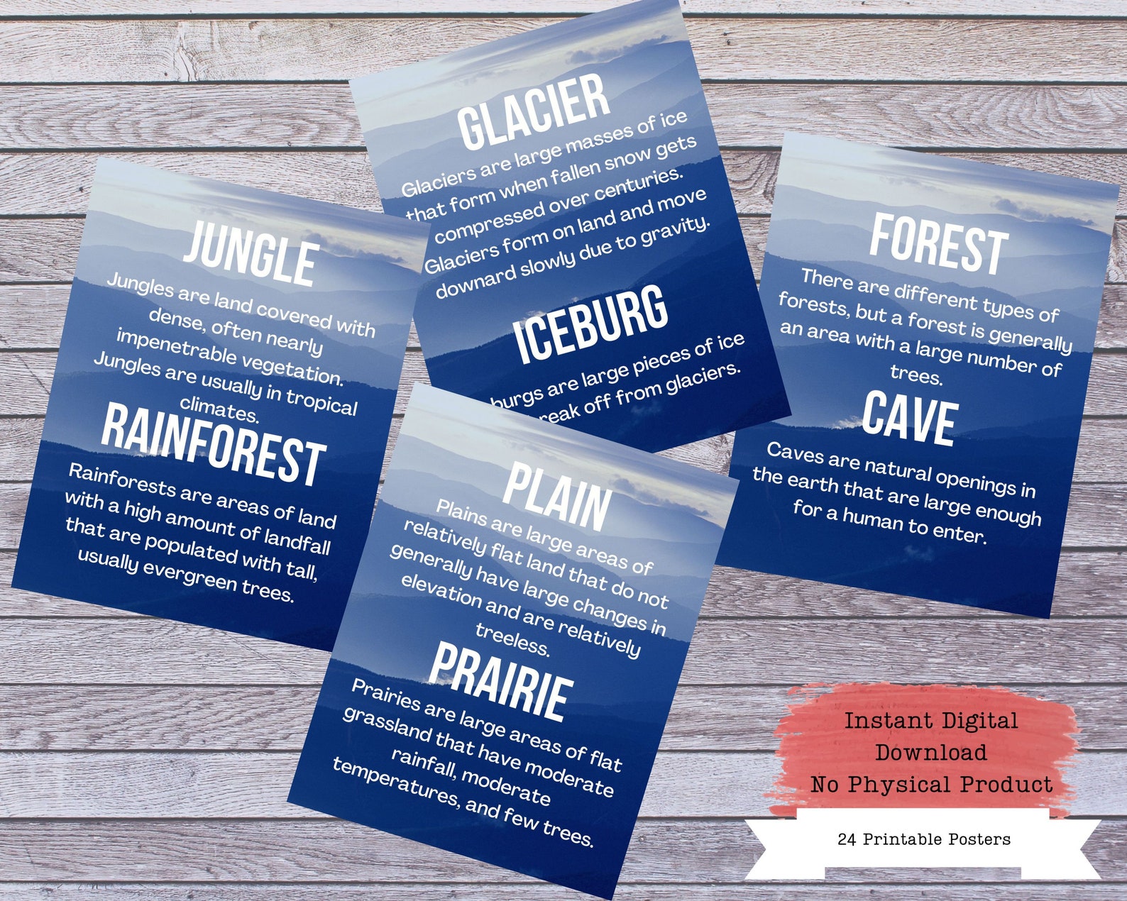 Geography Landforms Printable Poster Set, Geography Classroom Decor ...