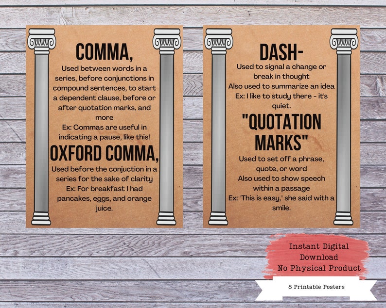 Printable ELA Poster, Punctuation Poster, English Teacher, Classroom ...