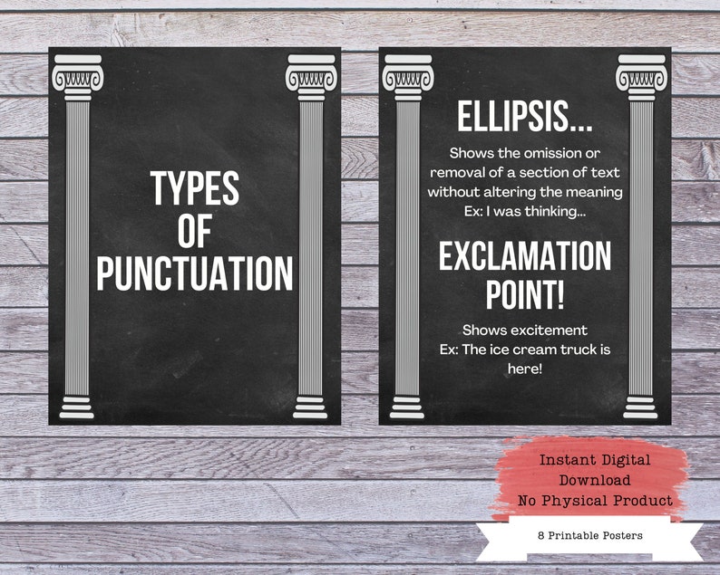 Printable ELA Poster, Punctuation Poster, English Teacher, Classroom ...