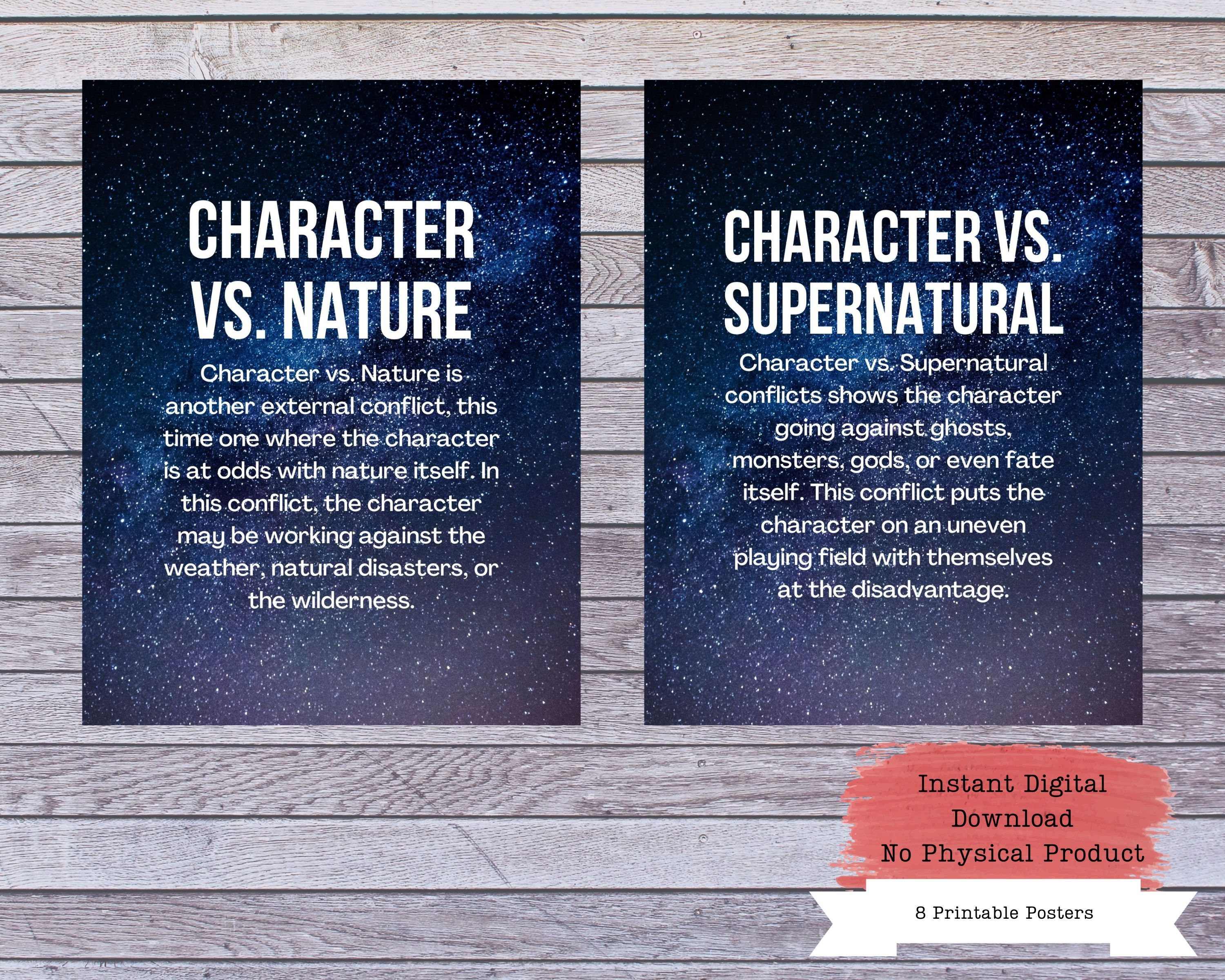 Conflict in Literature Printable Poster Set, Literary Posters ...