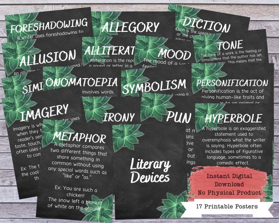 Printable Poster Set Literary Posters Literary Devices | Etsy Canada