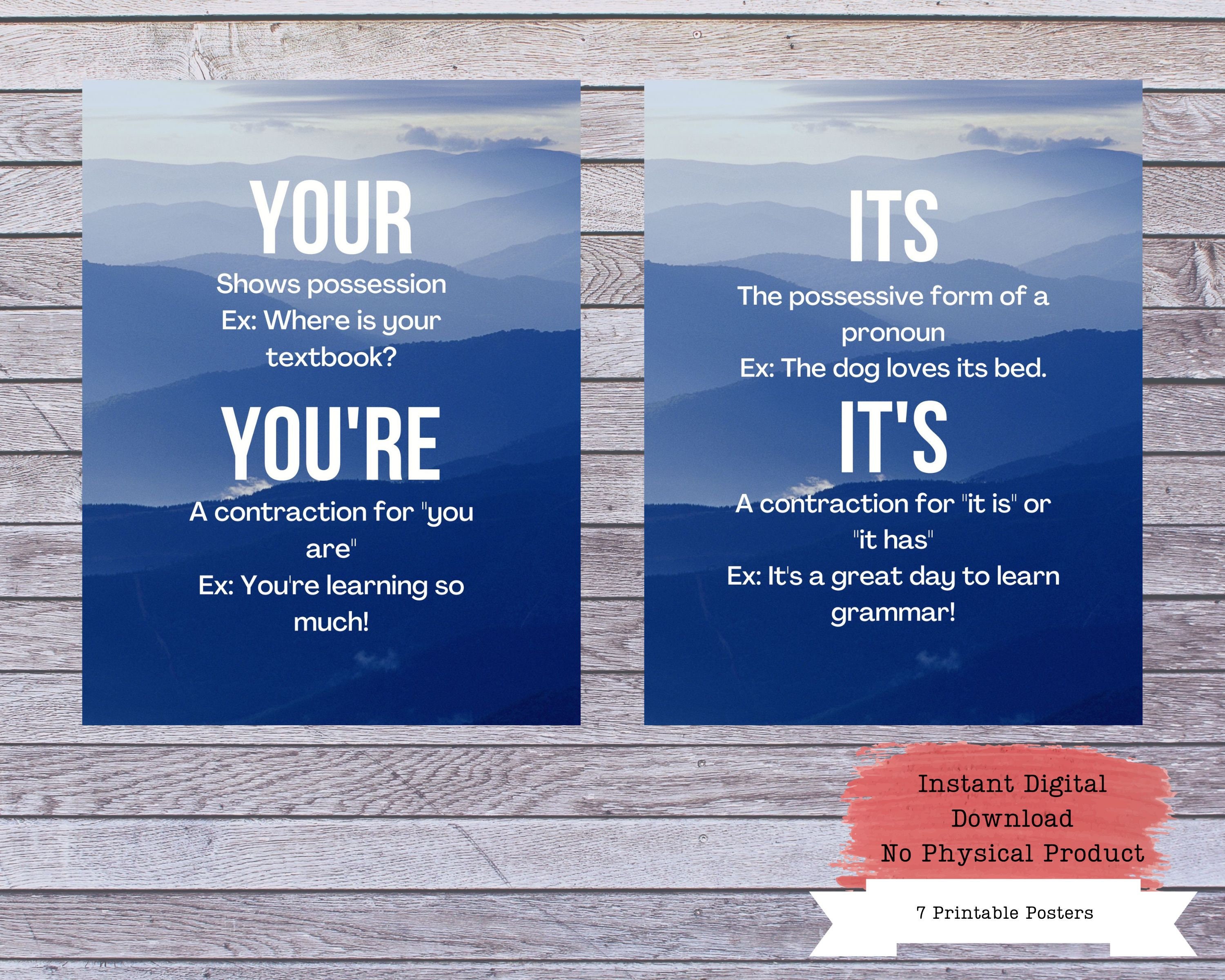 Printable Poster Set English Posters Classroom Decor - Etsy