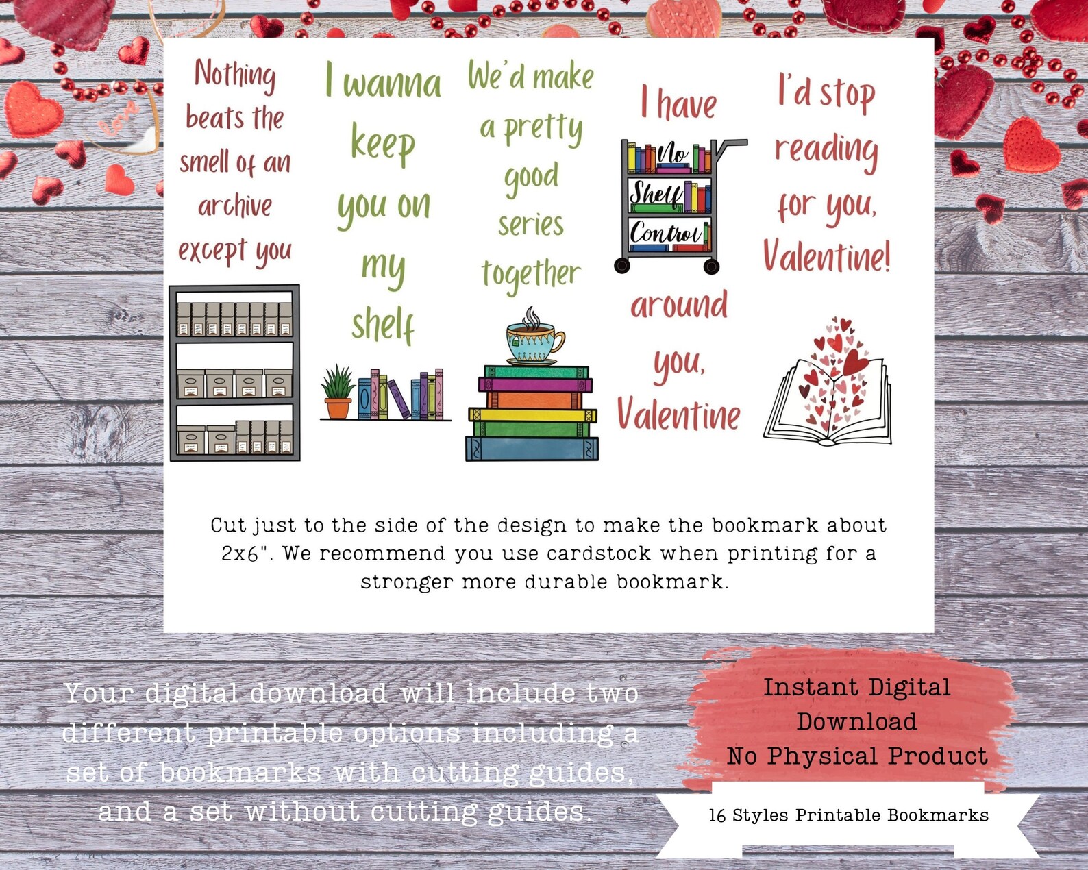 16 Valentines Bookmarks, Valentines for Readers, Reader Gift, Librarian ...