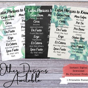 Latin Phrases Latin Poster Classroom Posters Classroom | Etsy