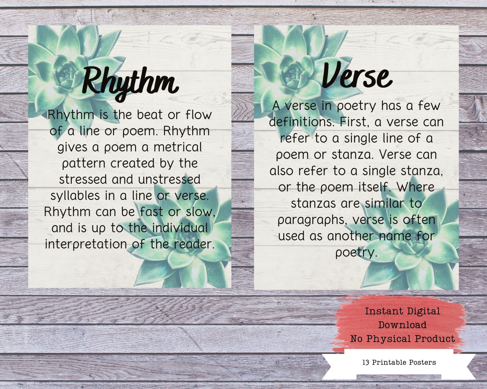 Poetry Terms Printable Poster Set, Literary Devices, Literature Poster ...