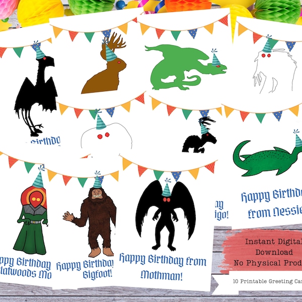 Cryptid Greeting Card Printable - Etsy