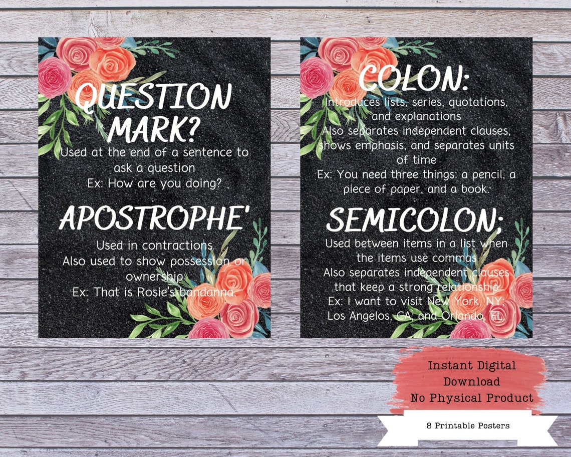 Printable ELA Poster Punctuation Poster English Teacher - Etsy
