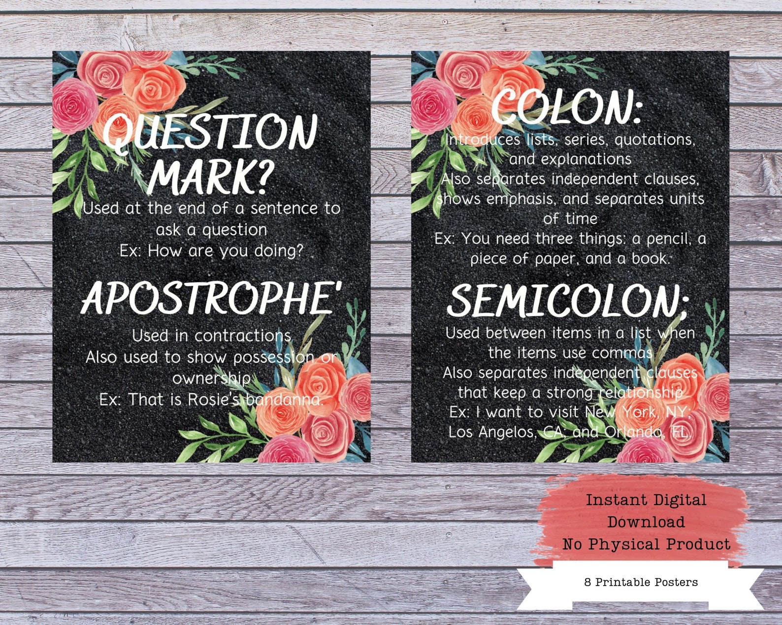 Printable ELA Poster Punctuation Poster English Teacher - Etsy