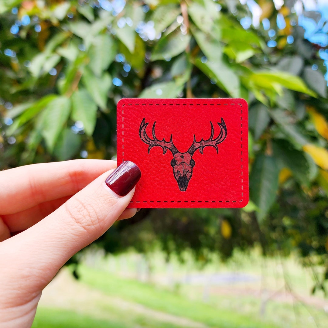 Smaller Iron on Leatherette Wendigo Patch, Cryptid Patch, Deer Skull Patch, Engraved Patch ...