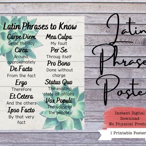 Latin Phrases Latin Poster Classroom Posters Classroom | Etsy