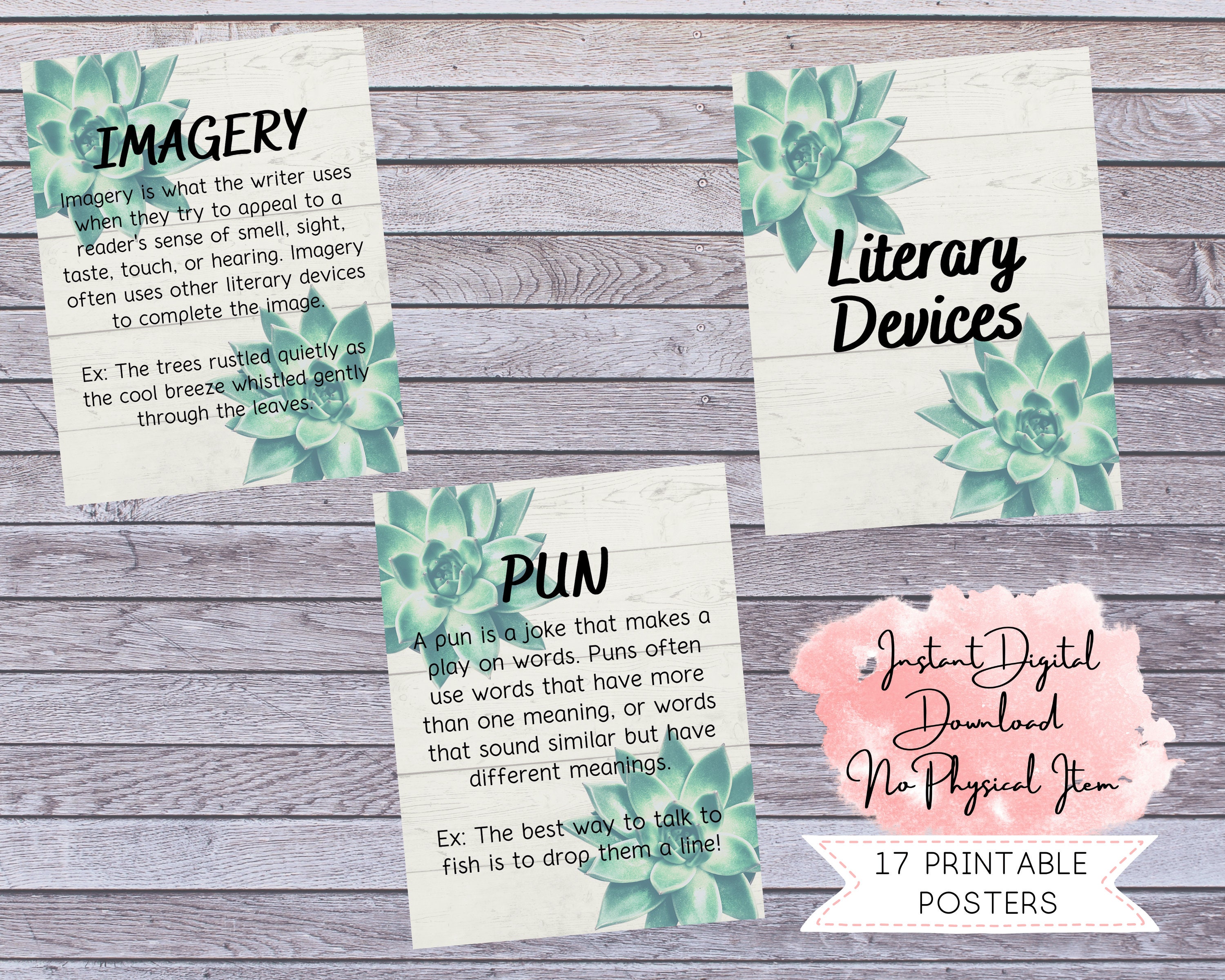 Literary Posters Printable Poster Set Literary Devices | Etsy