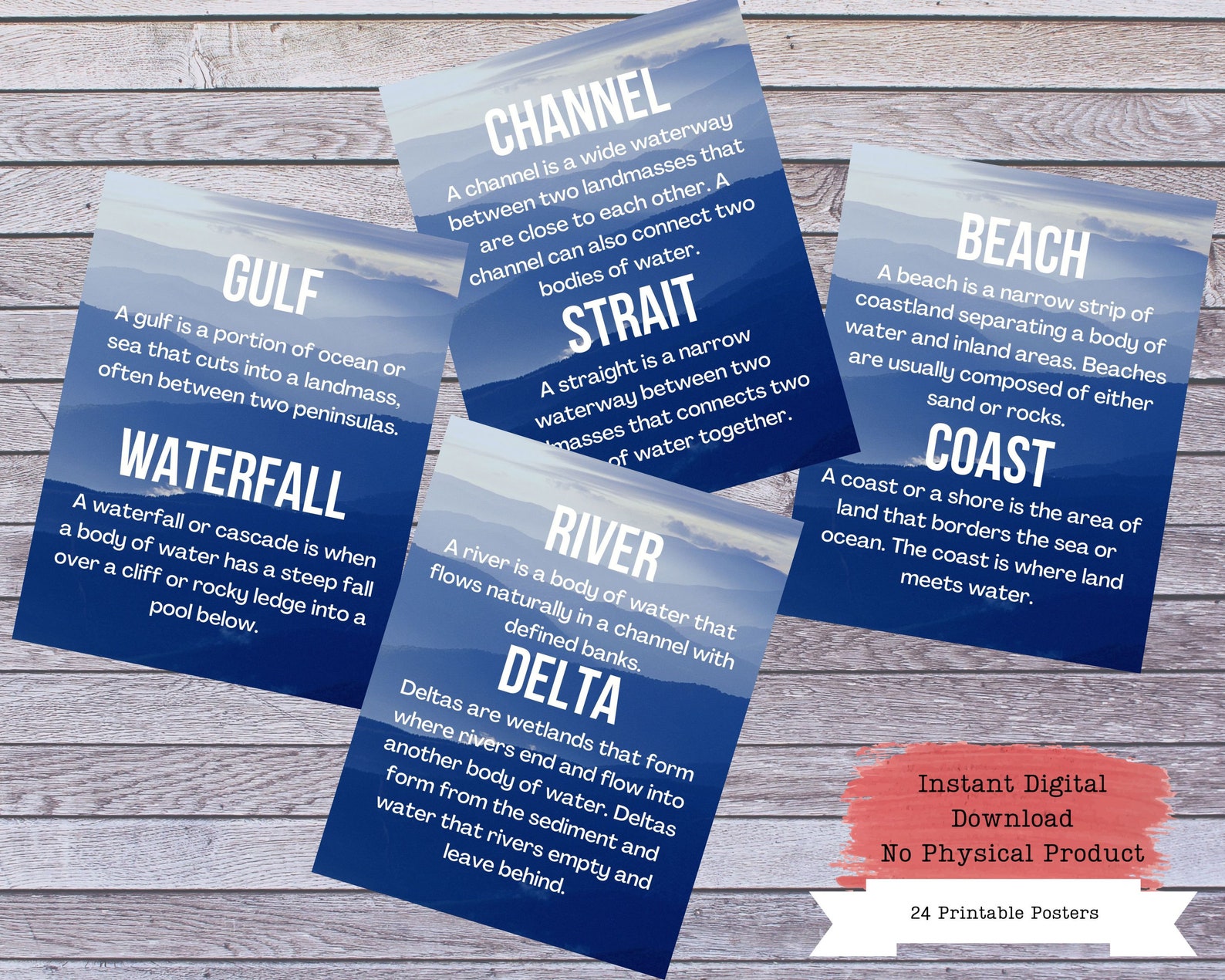 Geography Landforms Printable Poster Set, Geography Classroom Decor ...