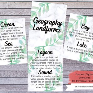 Geography Landforms Printable Poster Set, Geography Classroom Decor ...