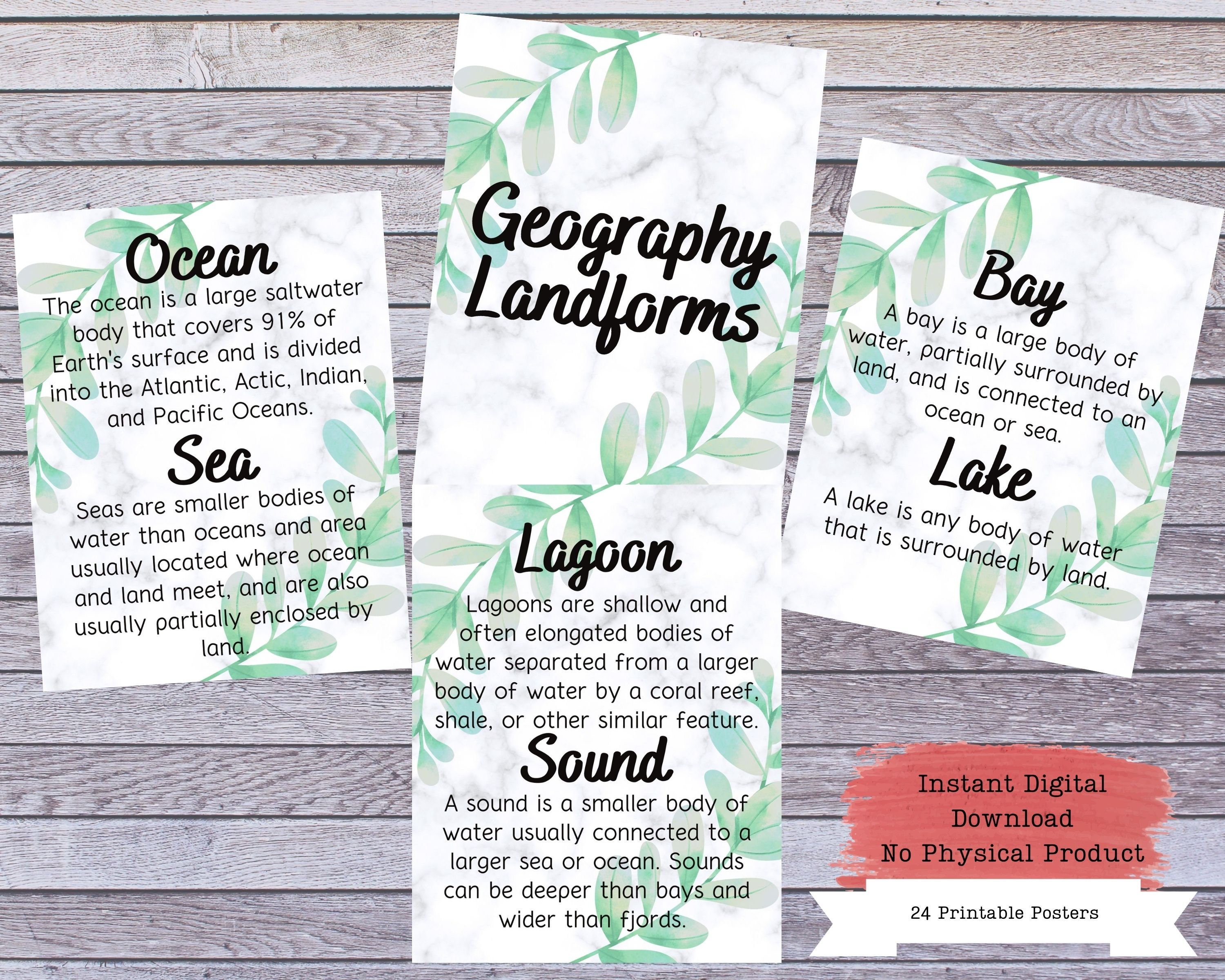 Geography Landforms Printable Poster Set, Geography Classroom Decor ...