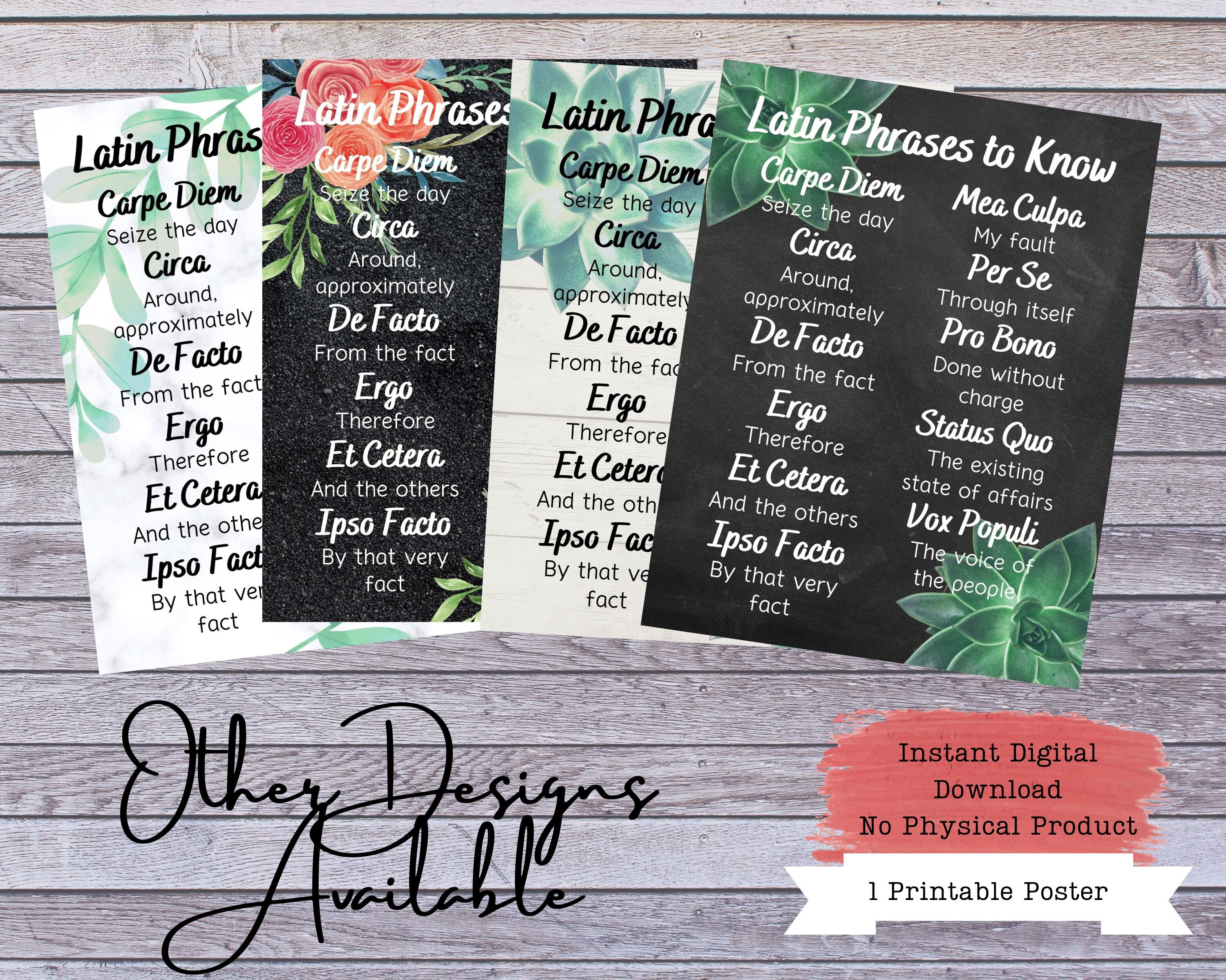 Latin Phrases Latin Poster Classroom Posters Classroom - Etsy