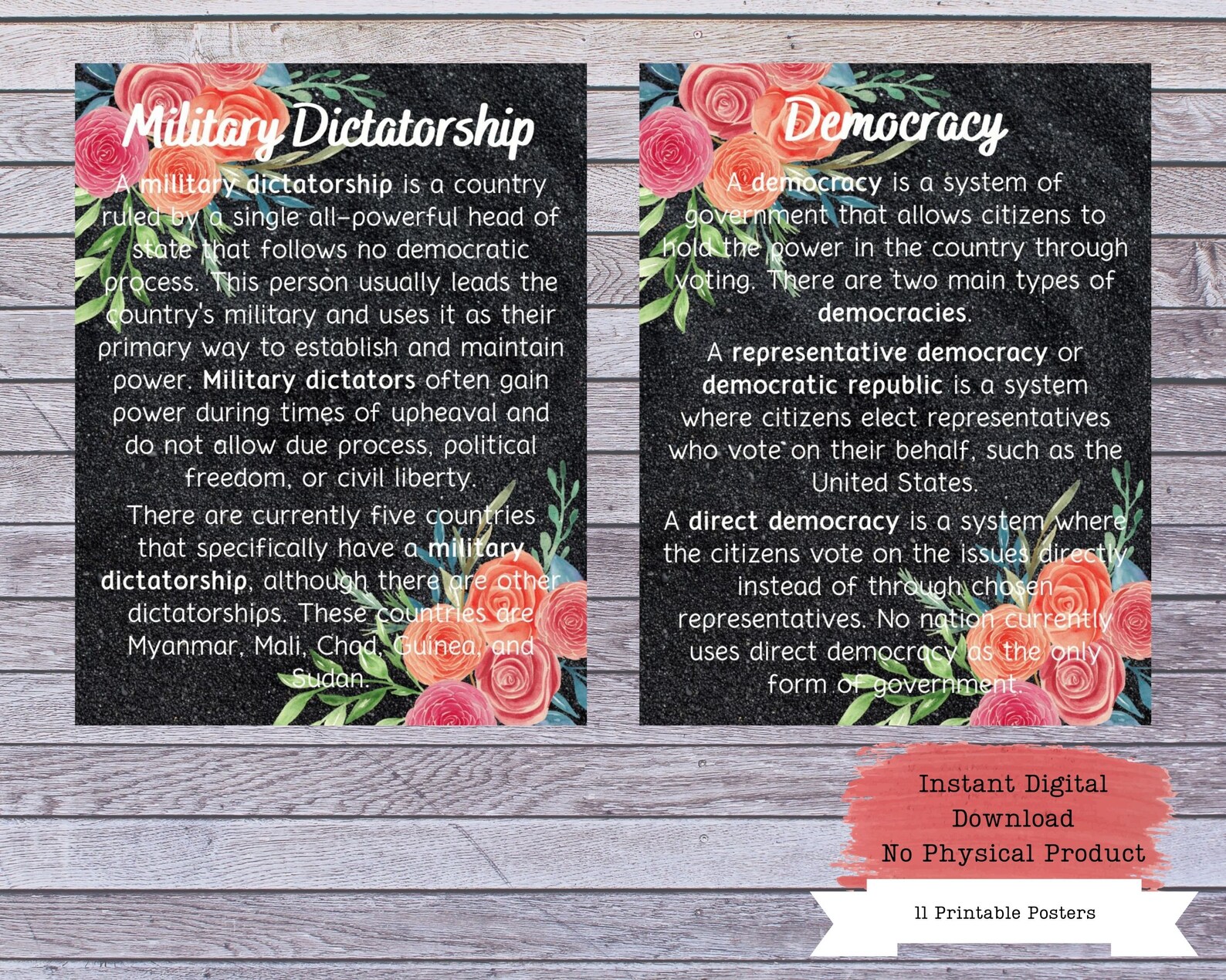 Types of Government Posters History Poster Social Studies - Etsy