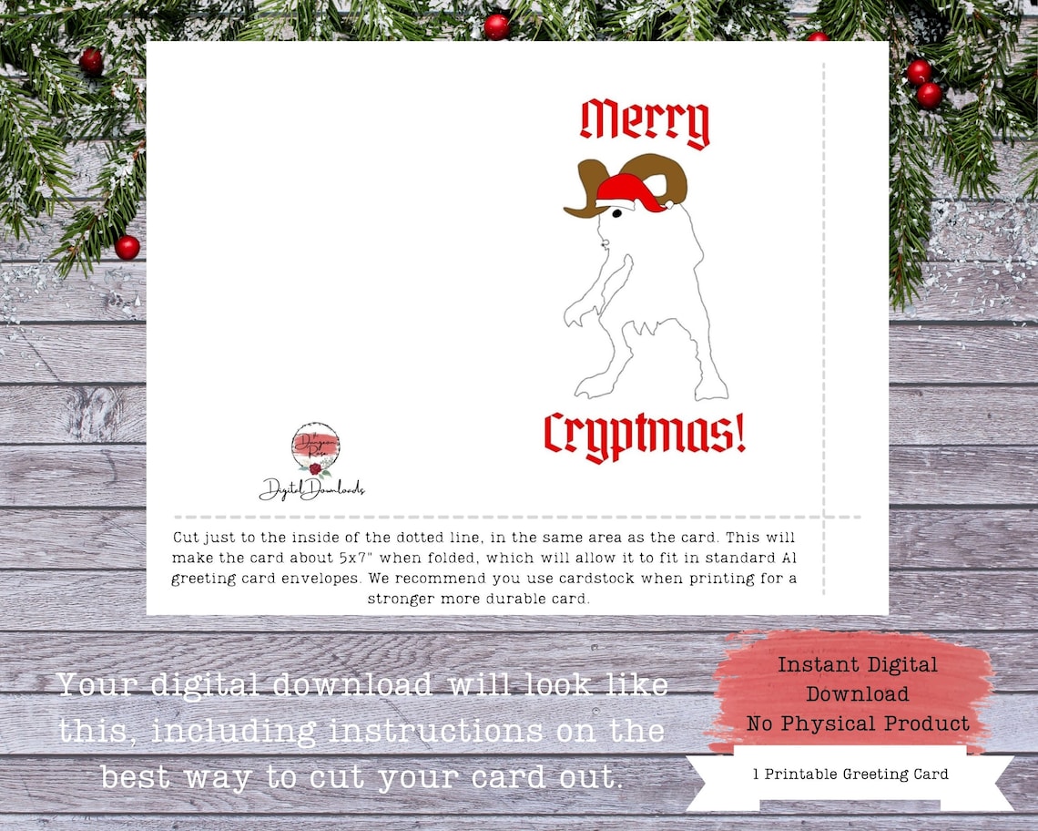 Sheepsquatch, Cryptid Cards, Printable Cards, Cryptid Christmas ...