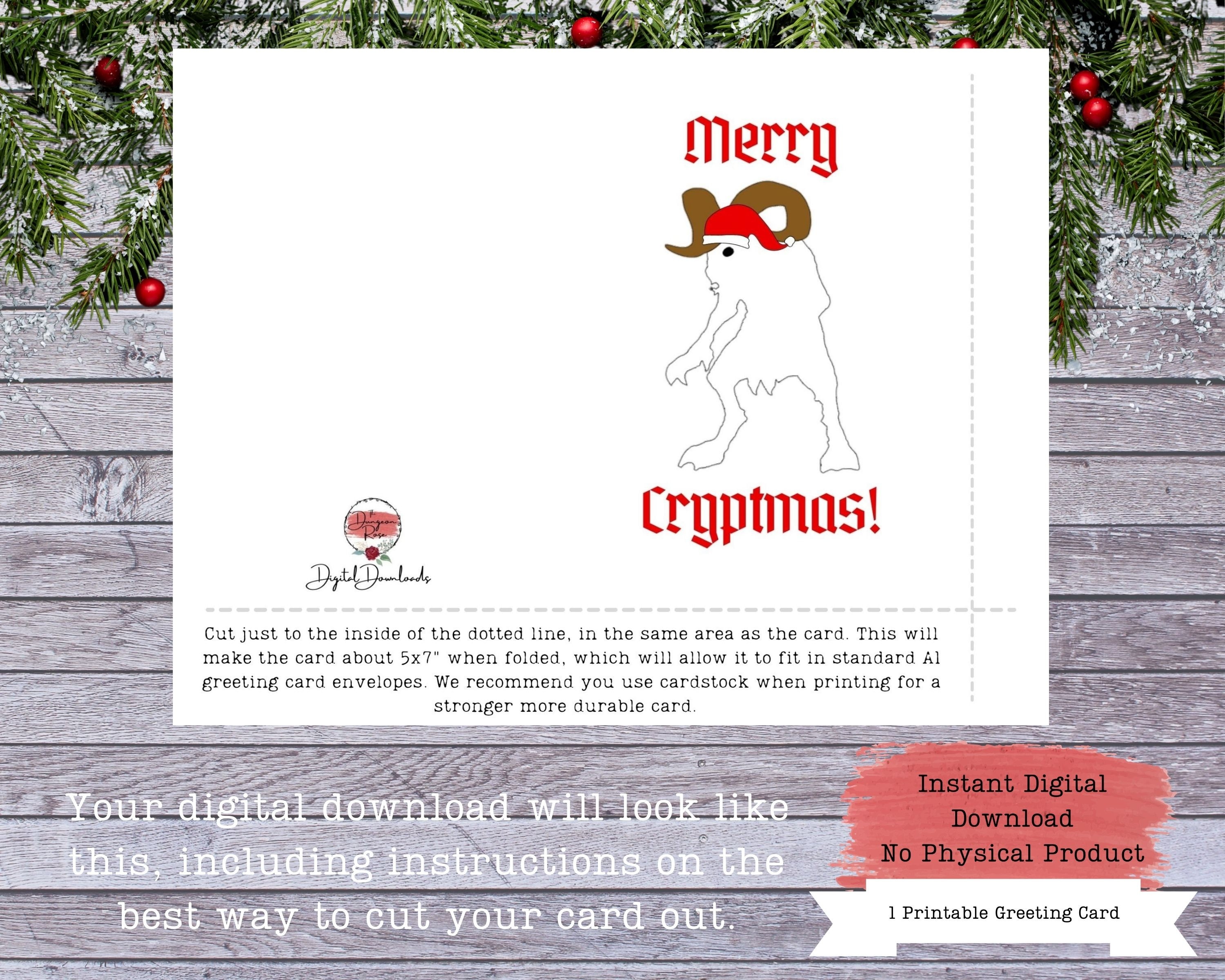 Sheepsquatch, Cryptid Cards, Printable Cards, Cryptid Christmas ...