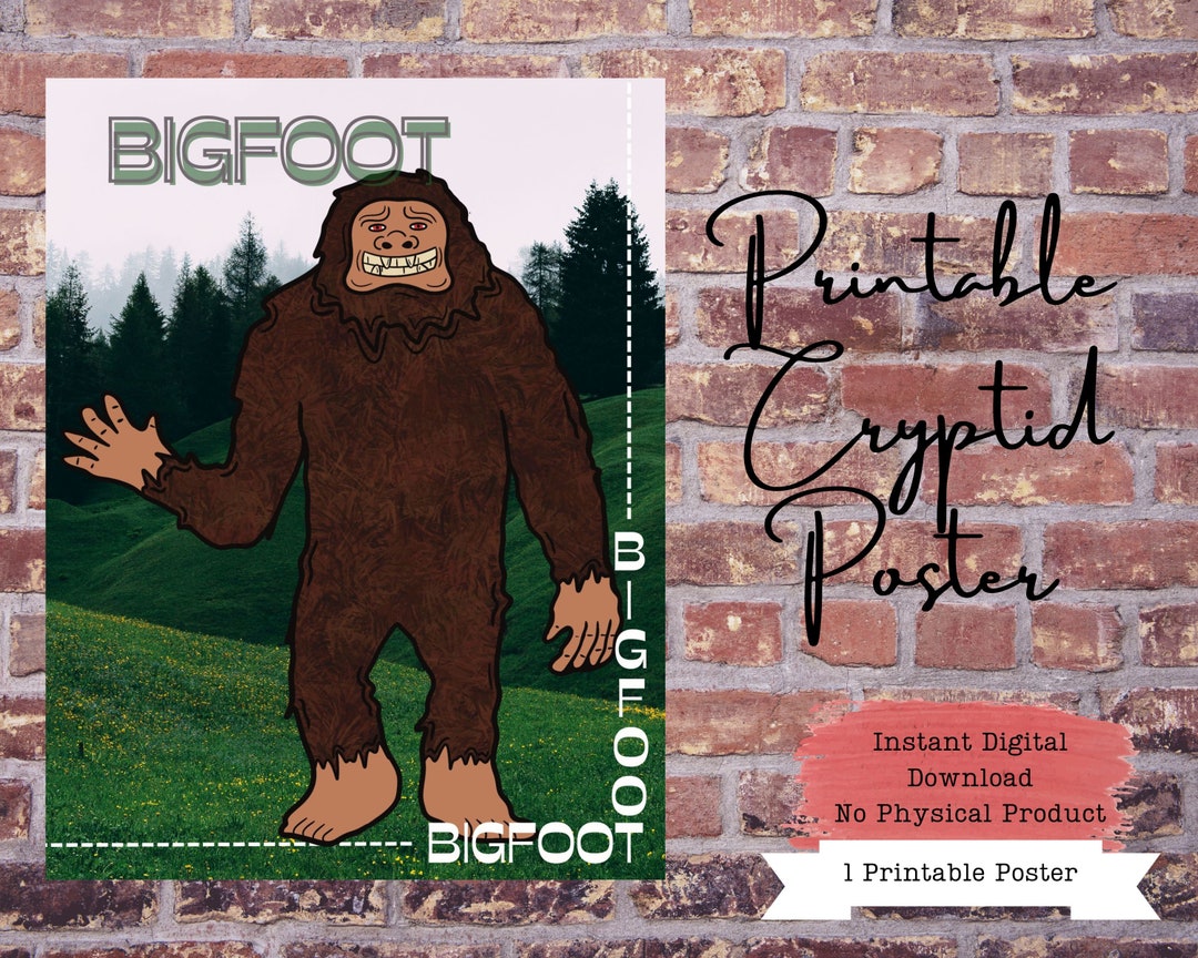 Bigfoot Printable Poster, Bigfoot Portrait, Sasquatch Art Print ...