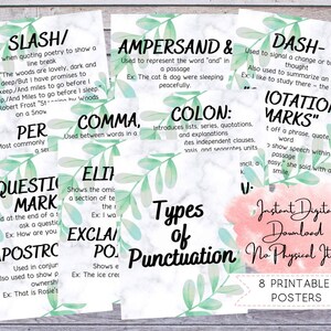 Printable ELA Poster, Punctuation Poster, English Teacher, Classroom ...