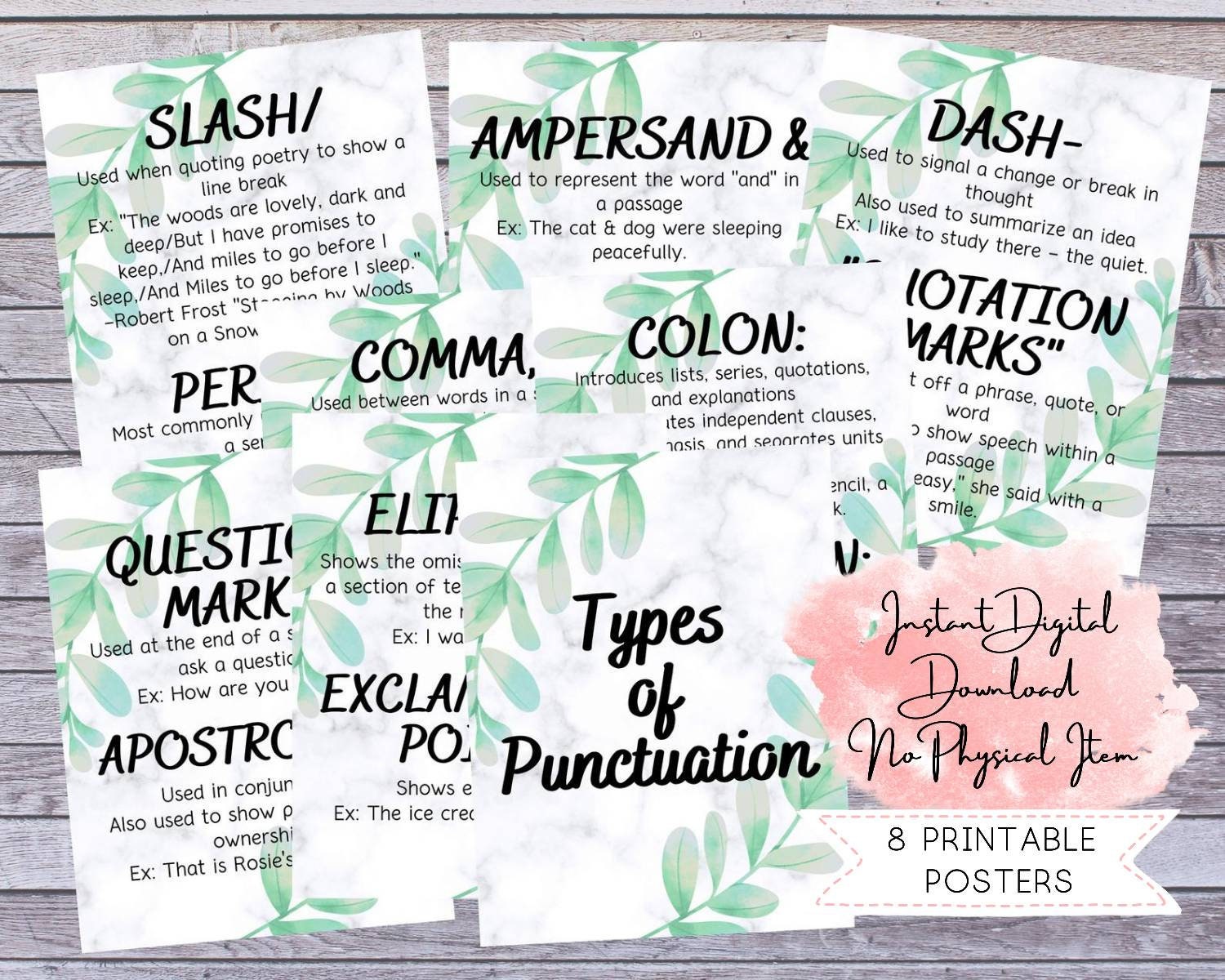 Printable ELA Poster, Punctuation Poster, English Teacher, Classroom ...