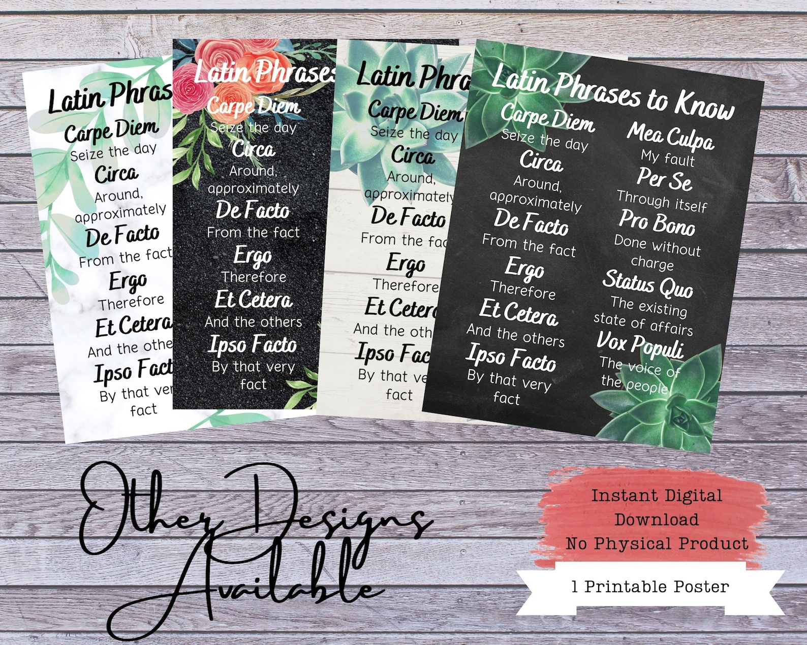 Latin Phrases Latin Poster Classroom Posters Classroom - Etsy
