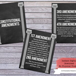 US Amendments Printable Poster Set, US Constitution Wall Art, Bill of ...