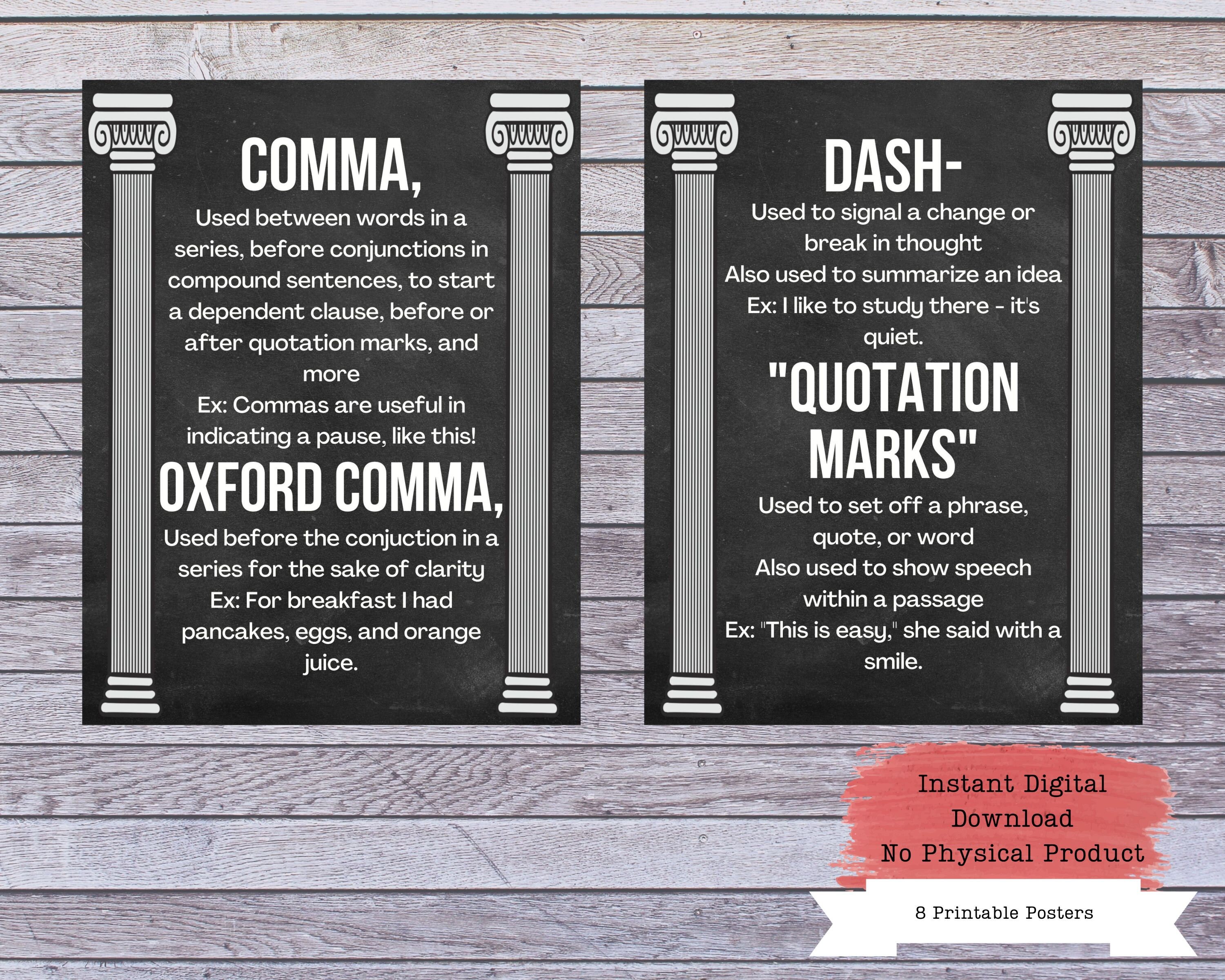 Printable ELA Poster Punctuation Poster English Teacher - Etsy