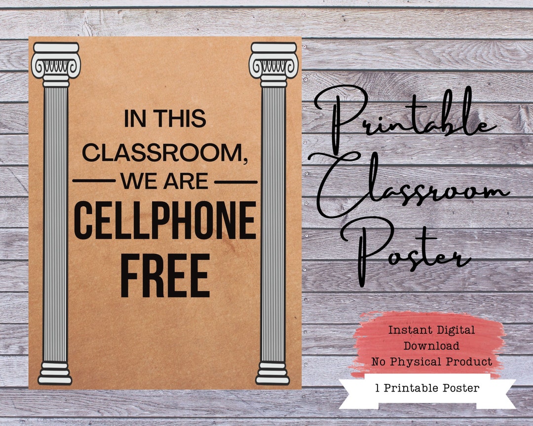 Cellphone Free Classroom Poster, Phone Free Class, No Phones Classroom ...