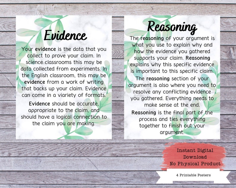 Claim Evidence Reasoning Classroom Posters Essay Writing | Etsy