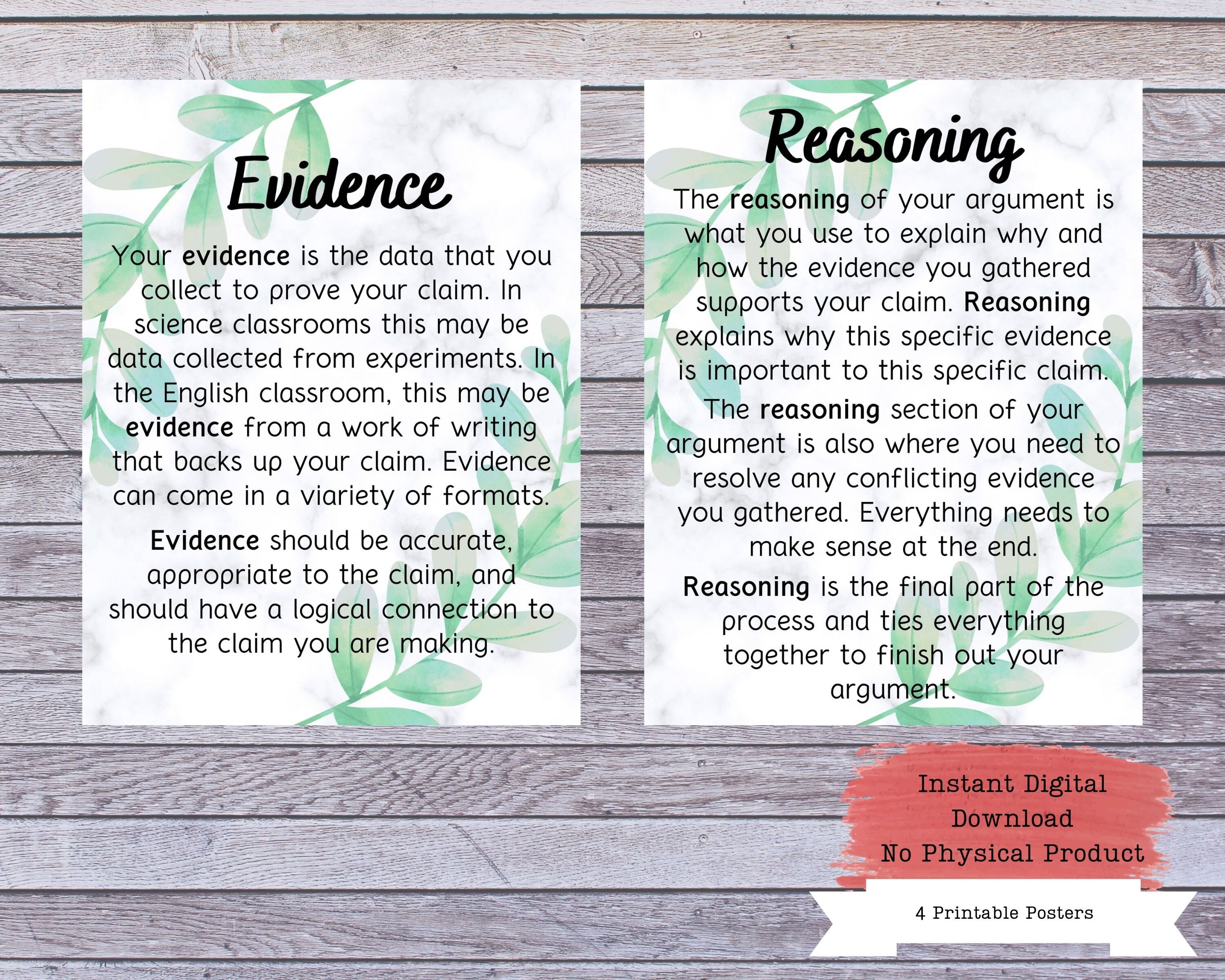Claim Evidence Reasoning Classroom Posters Essay Writing | Etsy