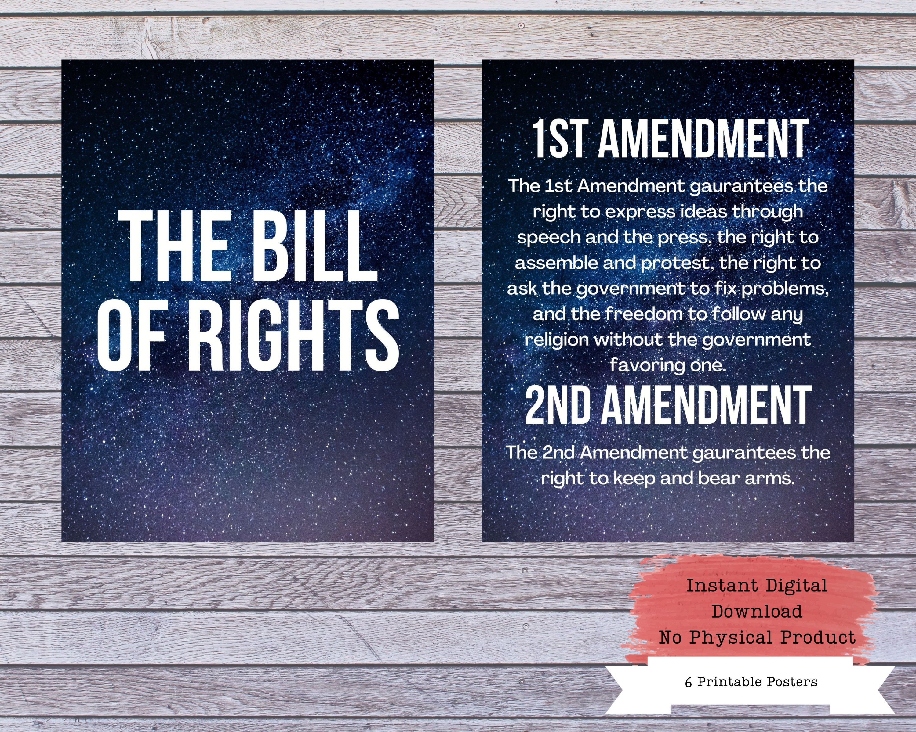 Bill of Rights Printable Poster Set US Constitution Wall Art - Etsy