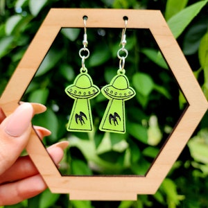 Glowing Mothman Alien Abduction Earrings, UFO Gifts, UFO Earrings ...