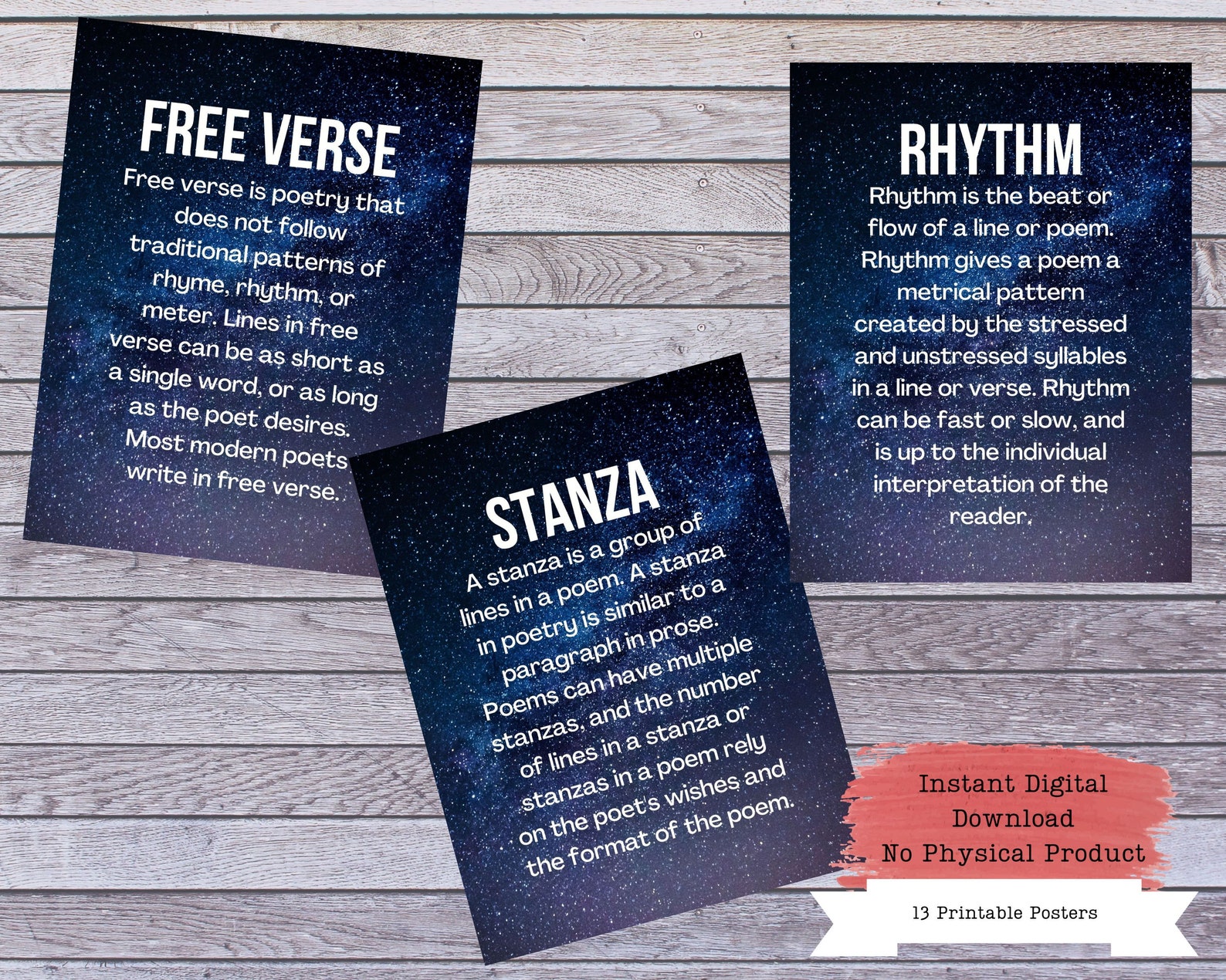 Poetry Terms Printable Poster Set, Literary Devices, Literature Poster ...