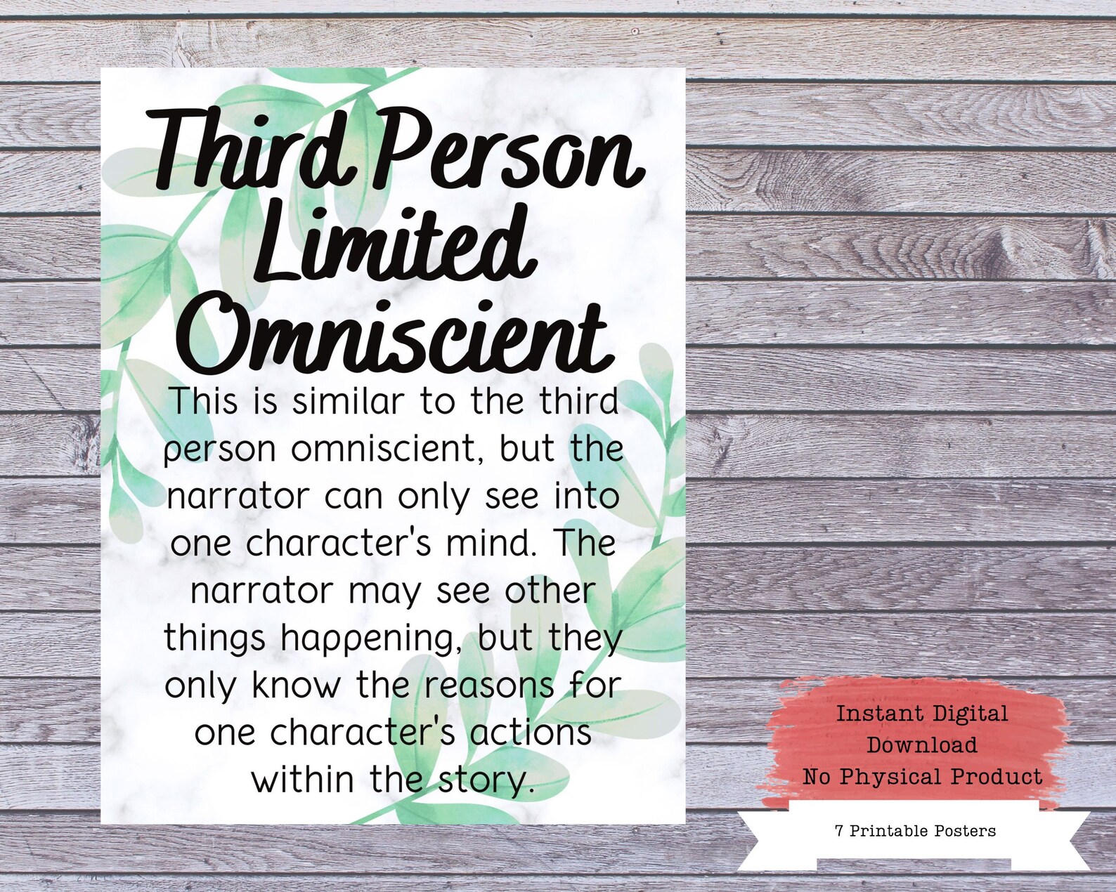 Literary Point of View Printable Poster Set Literature - Etsy