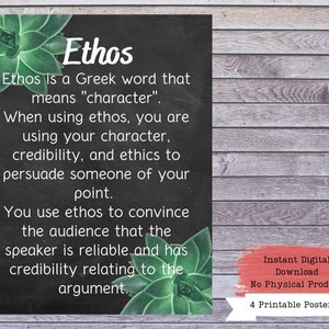 Ethos Pathos Logos, Aristotle Poster, Essay Writing, Classroom ...