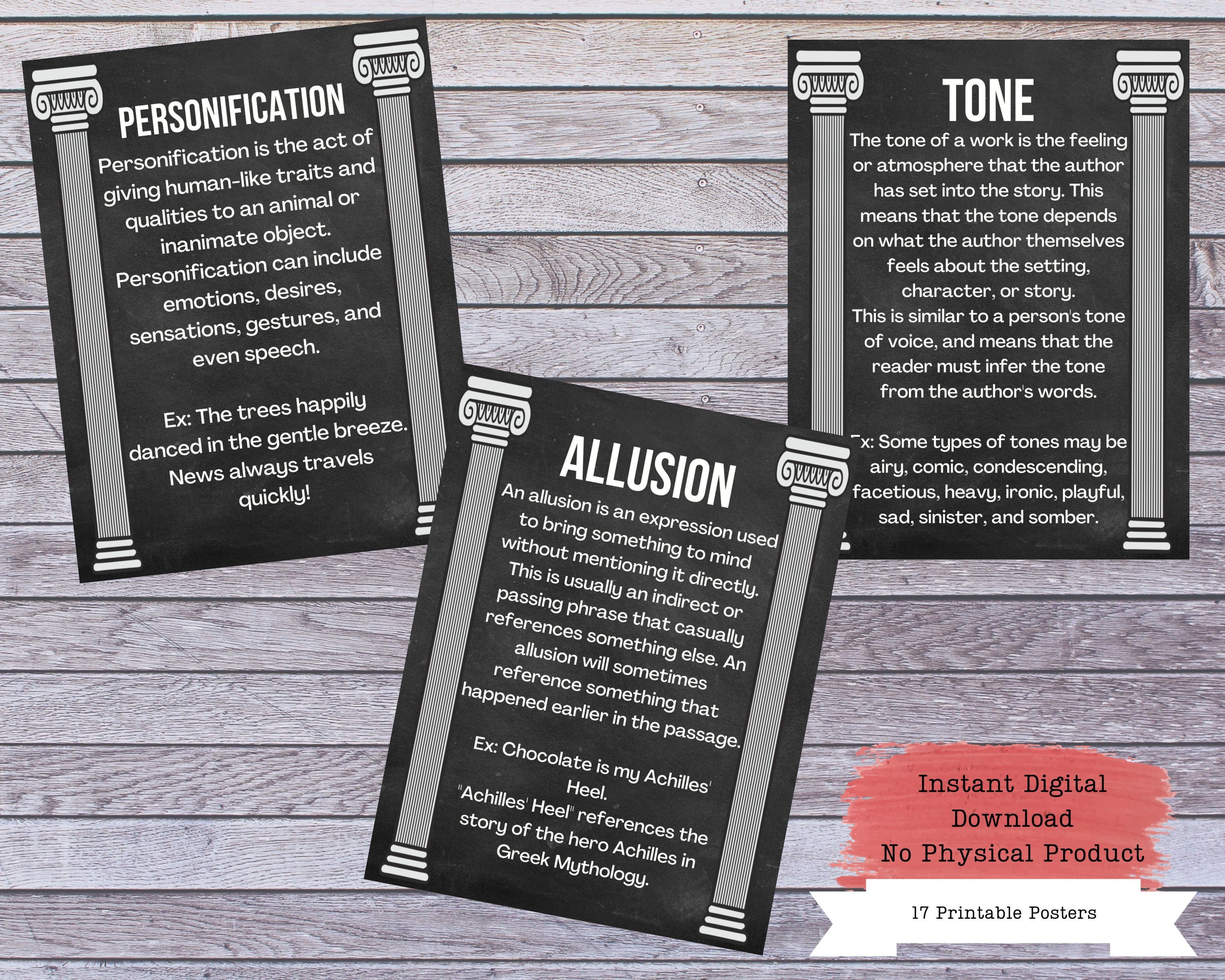 Printable Poster Set, Literary Posters, Literary Devices, Literature ...