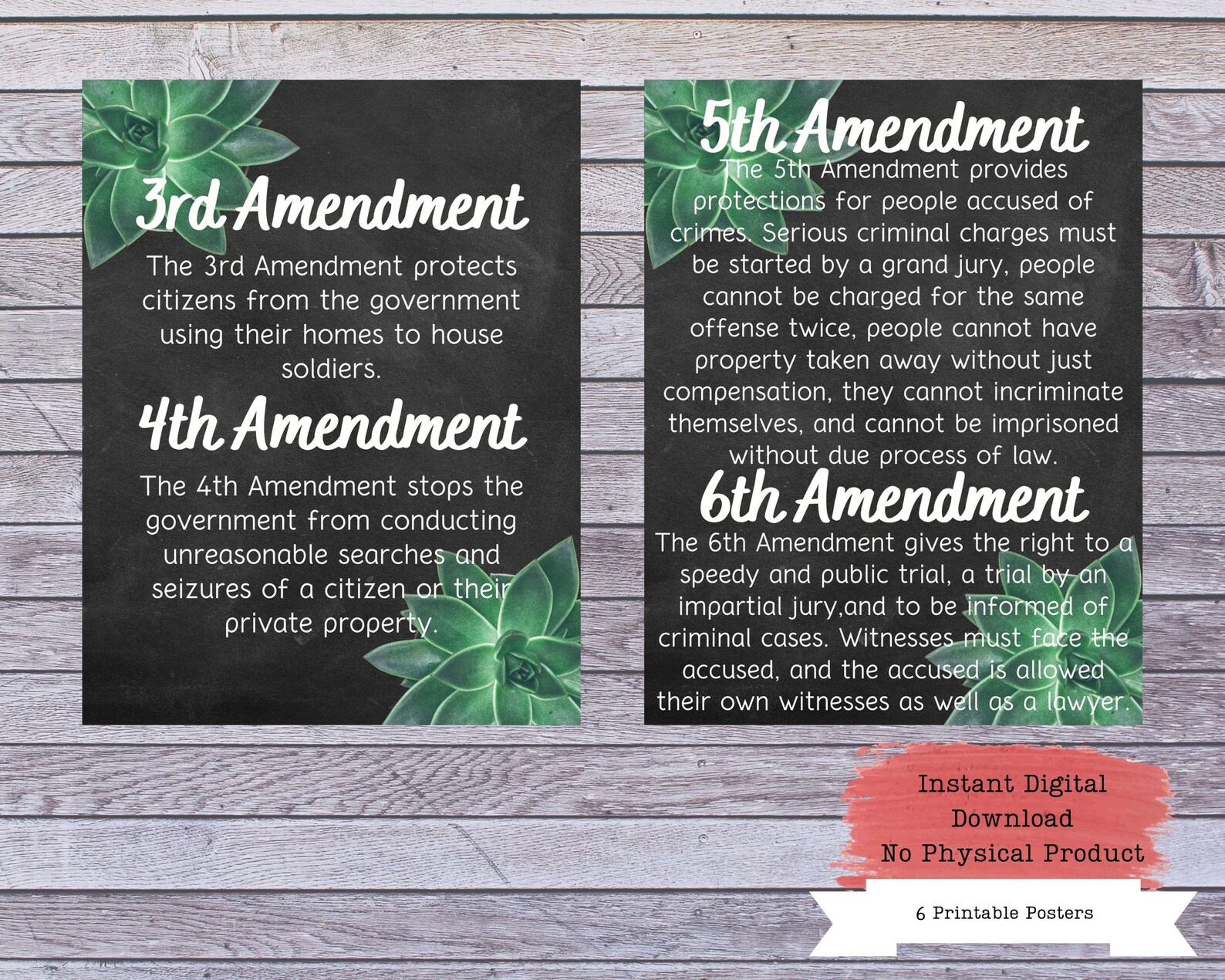 Bill of Rights Printable Poster Set US Constitution Wall Art | Etsy