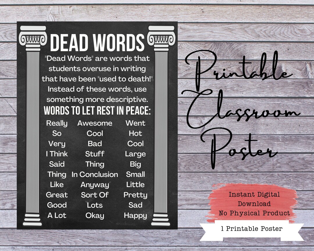 Dead Words in Writing Poster, Essay Writing, Essay Editing, Writing ...
