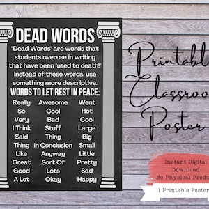 Dead Words in Writing Poster, Essay Writing, Essay Editing, Writing ...