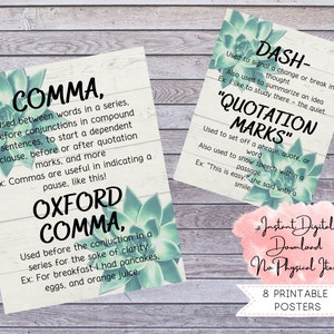 Printable Poster Set, Punctuation Poster, Grammar Poster, High School ...