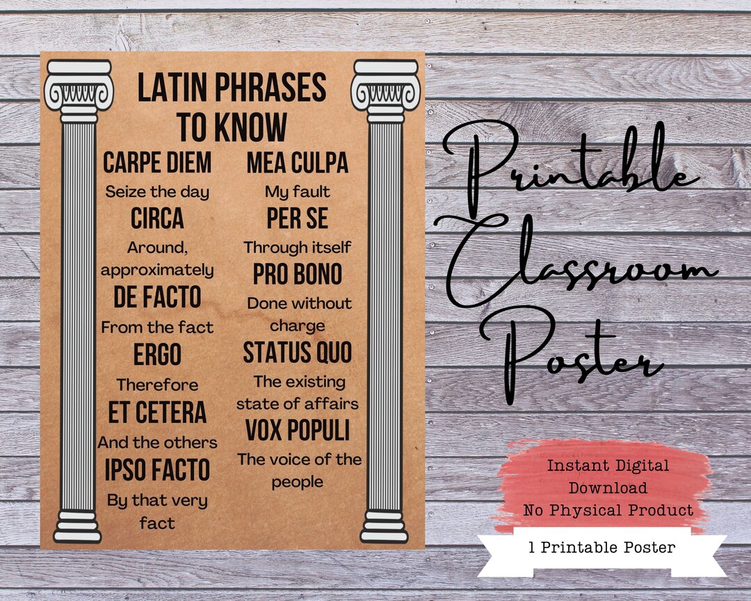 Latin Phrases, Latin Poster, Classroom Posters, Classroom Signs ...